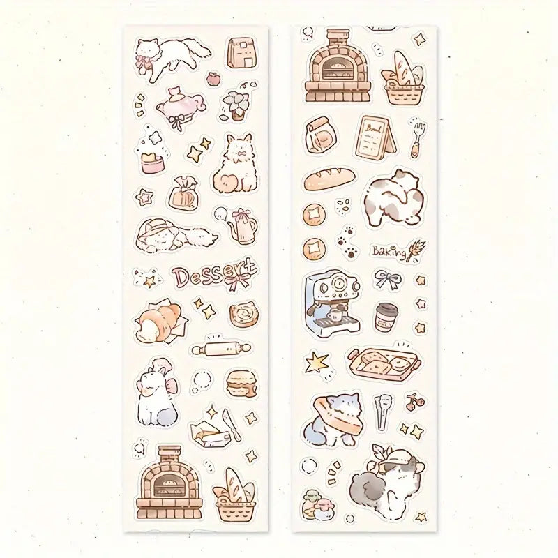 Purr-fectly Cute Cat Sticker Roll - Kawaii Die Cut Stickers - GretelCreates