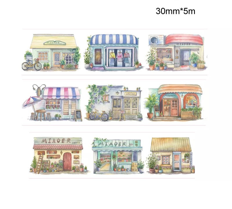 Floral Cottagecore Shop front Wide Washi Tape - GretelCreates